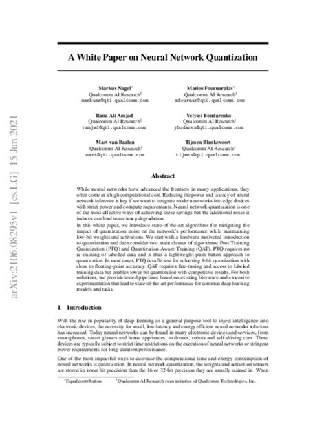 pdf a white paper on neural network quantization