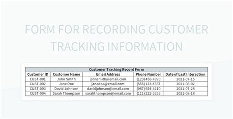 Free Customer Visit Record Form Templates For Google Sheets And Microsoft Excel Slidesdocs