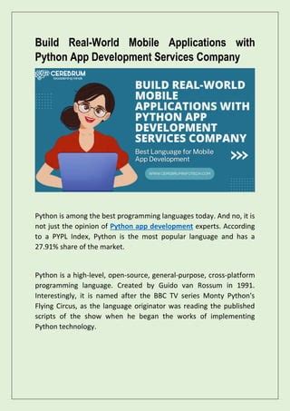 Build Real World Mobile Applications With Python App Development Services Company PDF