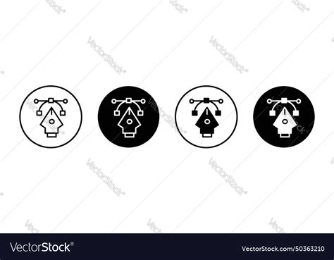 Bezier Icon Set Pen Curve Svg Graphics Design Vector Image