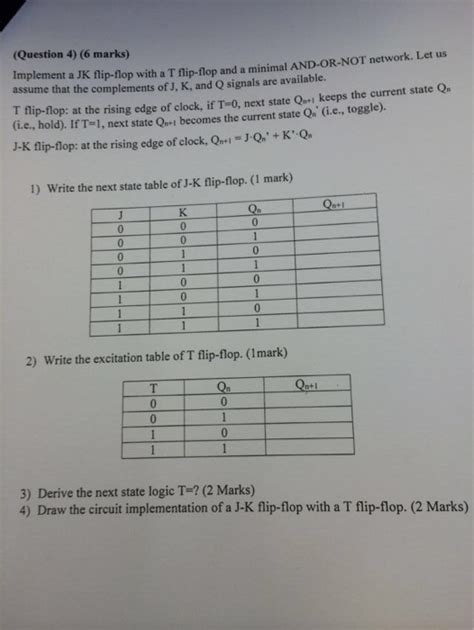 solved implement a jk flip flop with a t flip flop and a