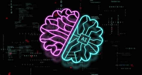 Neon Brain Illustration Representing Digital Technology and Artificial Intelligence Concepts ...