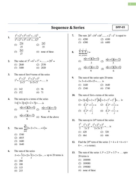 Sequence And Series Dpp 05 Pdf