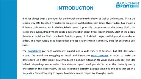 IBM Blockchain Platform For Hyperledger Fabric Using Vs Code PPT