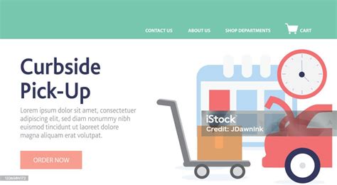 자동차 시간 및 날짜 예약 슬롯의 오픈 트렁크와 커브 사이드 픽업 웹 배너 템플릿 일러스트레이션에 대한 스톡 벡터 아트 및 기타