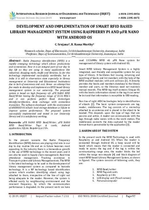 pdf irjet development and implementation of smart rfid based library