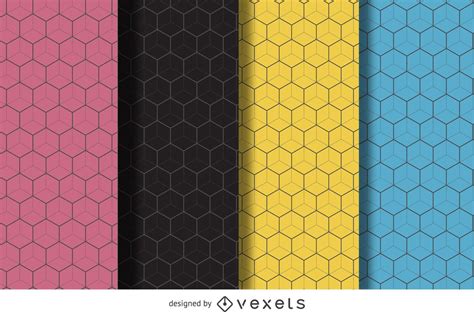 linear hexagon pattern background set vector download