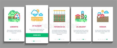 Farming Landscape Onboarding Elements Icons Set Vector Stock Vector