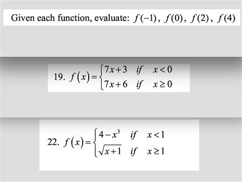 solved given each function evaluate f 1 f 0 f 2 4