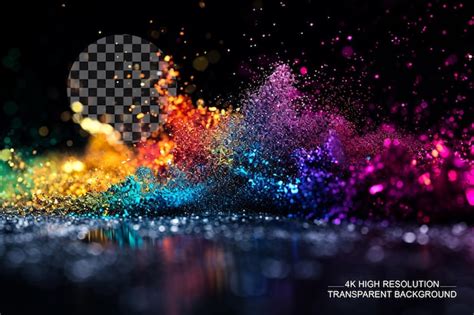Amoled 네온 빛과 입자의 스플래시 투명한 배경에 고품질 렌더링 프리미엄 Psd 파일