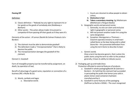 Passing Off Notes Docx