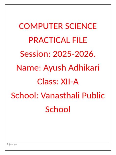 Computer Science Practical File 2025 26 Pdf Function Mathematics