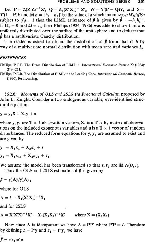 moments of ols and 2sls via fractional calculus econometric theory