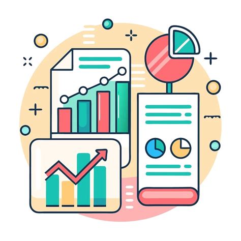 Illustrated Business Graphs And Charts For Analysis Premium Ai Generated Vector
