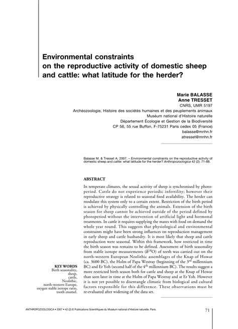 Pdf Environmental Constraints On Reproductive Activity Of Domestic