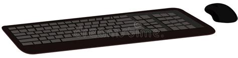 Black Computer Keyboard And Mouse Set Isolated On White Background Stock Illustration