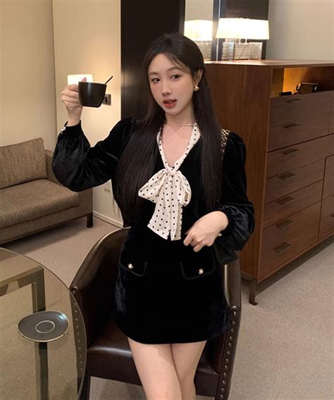 캣스트릿 무료배송 코디세트 자켓스커트 클래식벨벳 리본타이 투피스셋업