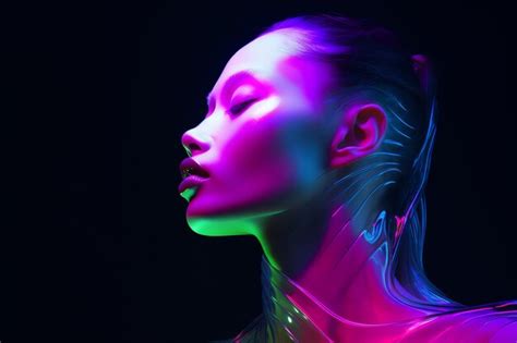 Premium AI Image A Woman With Neon Lights