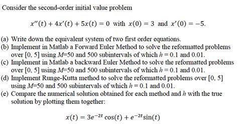 Solved Consider The Second Order Initial Value Problem Xt