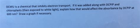 Solved Dcmu Is A Chemical That Inhibits Electron Transport