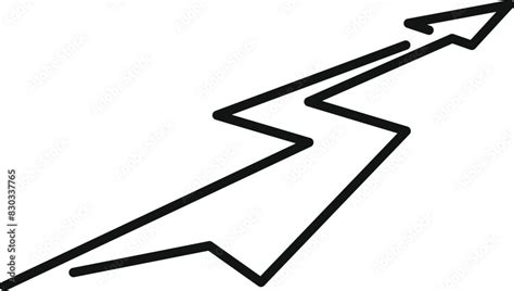 Handdrawn Simple Black And White Zigzag Arrow Sketch In Upward Direction Doodle Illustration