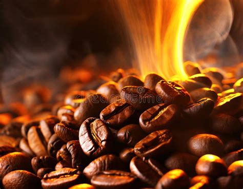 Fresh Aromatic Coffee Beans Being Roasted Generative Stock Illustration
