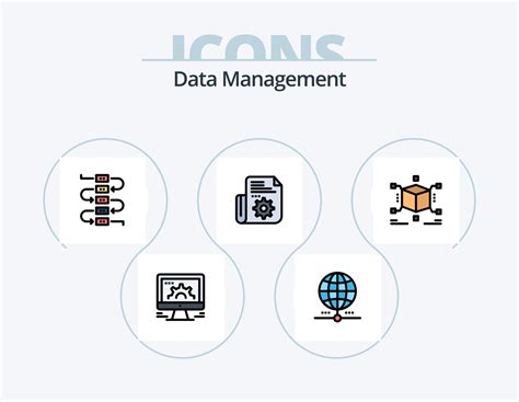 Data Management Line Filled Icon Pack 5 Icon Design Data Profile Worldwide Earth