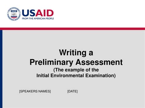 Ppt Writing A Preliminary Assessment The Example Of The Initial