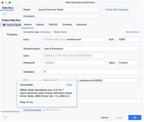 Create Redis Data Source For Azure Cache For Redis IntelliJ IDEA Documentation