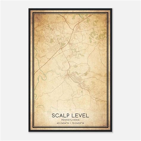 Vintage Scalp Level Pennsylvania Map Poster Scalp Level Pa City Road