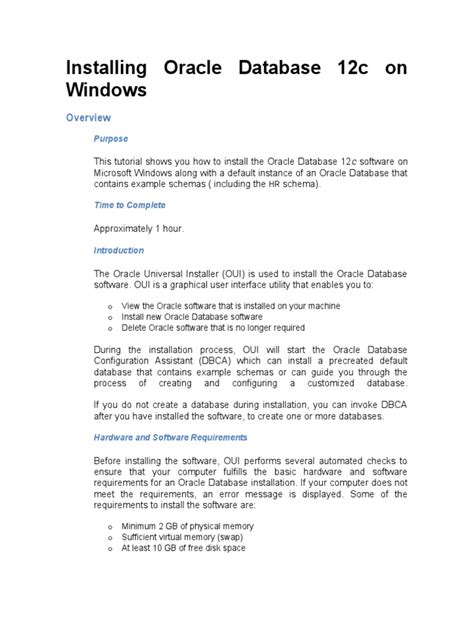 Installing Oracle Database 12c On Windows Pdf Databases