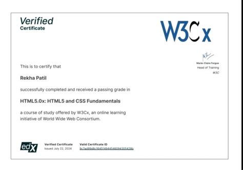 Webdevelopment Html5 Css W3cx Continuouslearning Professionalgrowth Rekha Patil
