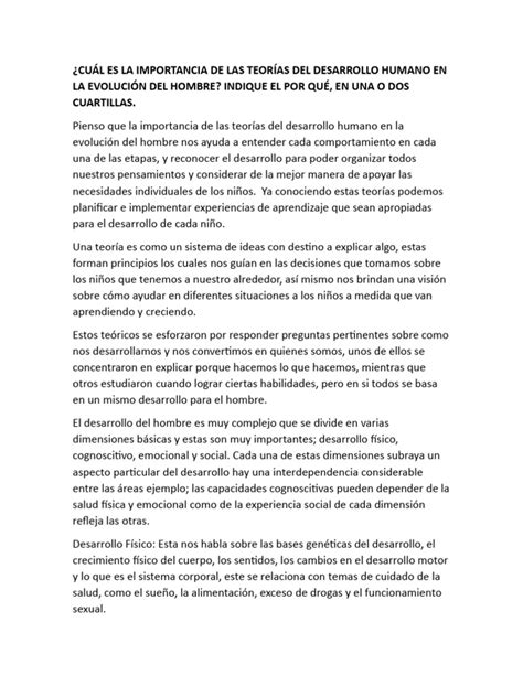 Cuartilla De Teoria Del Desarrollo Del Hombre Pdf Las Emociones Aprendizaje