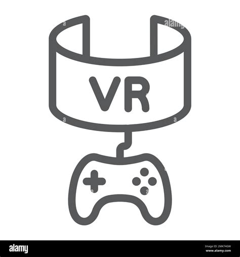 Vr Gaming Line Icon Device And Entertainment Virtual Reality Headset