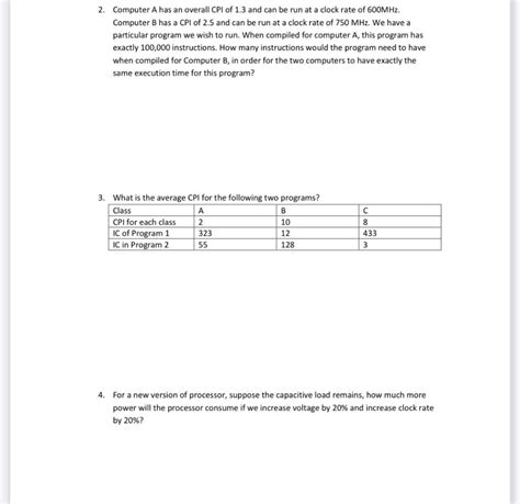 Solved 2 Computer A Has An Overall CPI Of 1 3 And Can Be Chegg Com