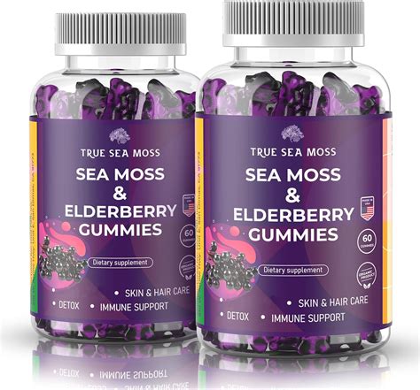 True Sea Moss Sea Moss Gummies With Elderberry 120 Count 2 Pack