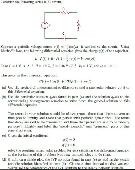 Solved Consider The Following Series Rlc Circuit Suppose A