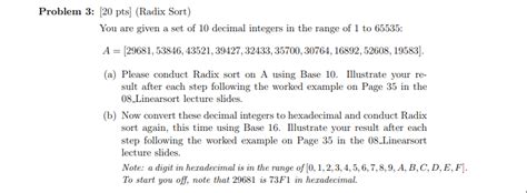 Solved Problem Pts Radix Sort You Are Given A Set Chegg
