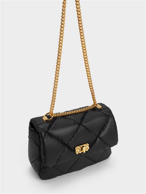 Paffuto 菱格鍊條包 黑色 包款 Charles And Keith Mo