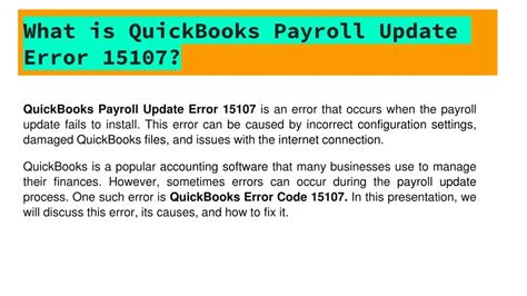 Ppt Ways To Fix Quickbooks Payroll Update Error 15107 Powerpoint