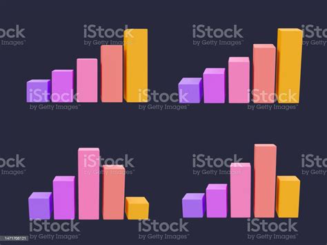 3d blank bar graph template set bar chart mock up data analysis colorful set of statistic bar
