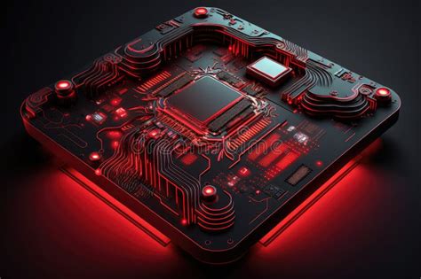 High Tech Circuit Board With Red Highlights And A Futuristic Design Stock Image Image Of