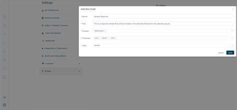 Configuring Scripts Pre Canned Responses Documentation