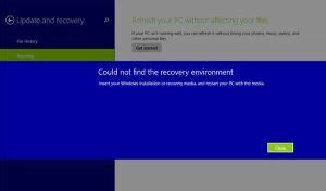 Could Not Find The Recovery Environment Error On Windows