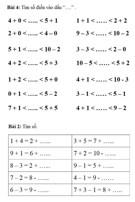 Bài Tập Nâng Cao Toán Lớp 1 Phép Cộng Trừ Điền Số Còn Thiếu Kho Tài Liệu Tư Duy Cho Trẻ