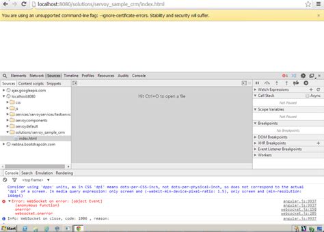 Angularjs Websocket On Saucelabs Immediately Drops Connection Code