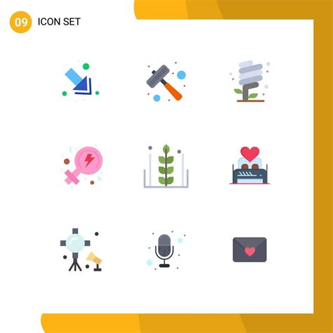 9 User Interface Flat Color Pack Of Modern Signs And Symbols Of Grain Autumn Ecology Women