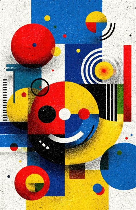 Abstract Geometric Background Featuring Interlocking Shapes And Primary Colors Creating A