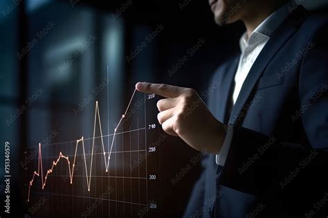 Professional Man Showing Graph Large Picture Of A Businessman Wearing