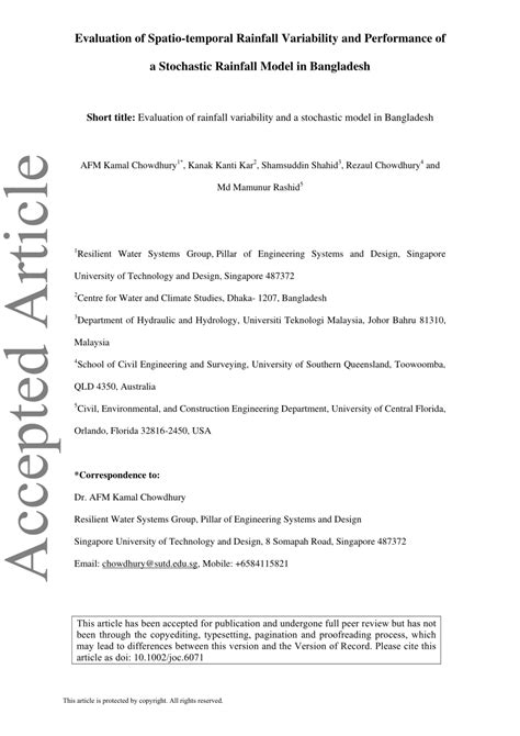 Pdf Evaluation Of Spatio Temporal Rainfall Variability And